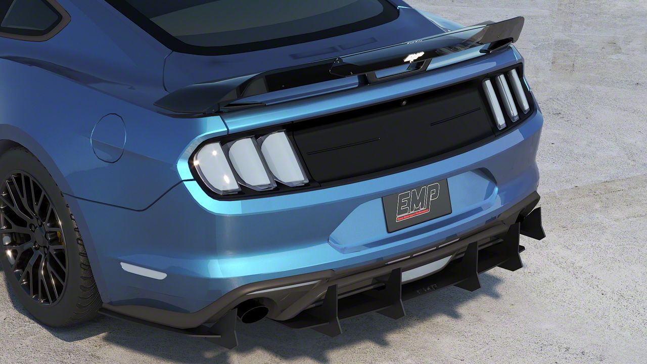 Mustang HDPE Rear Diffuser V3; Matte Black (18-23 Mustang EcoBoost w/o ...