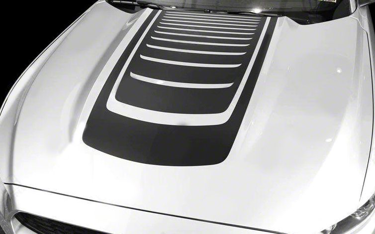 Mustang Hood Accent Decals Sport Stripes; Gloss Black (05-09 Mustang ...