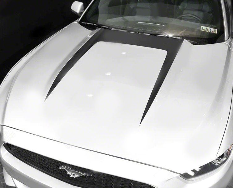 Mustang Hood Accent U-Stripe Decal; Gloss Black (15-17 Mustang GT ...
