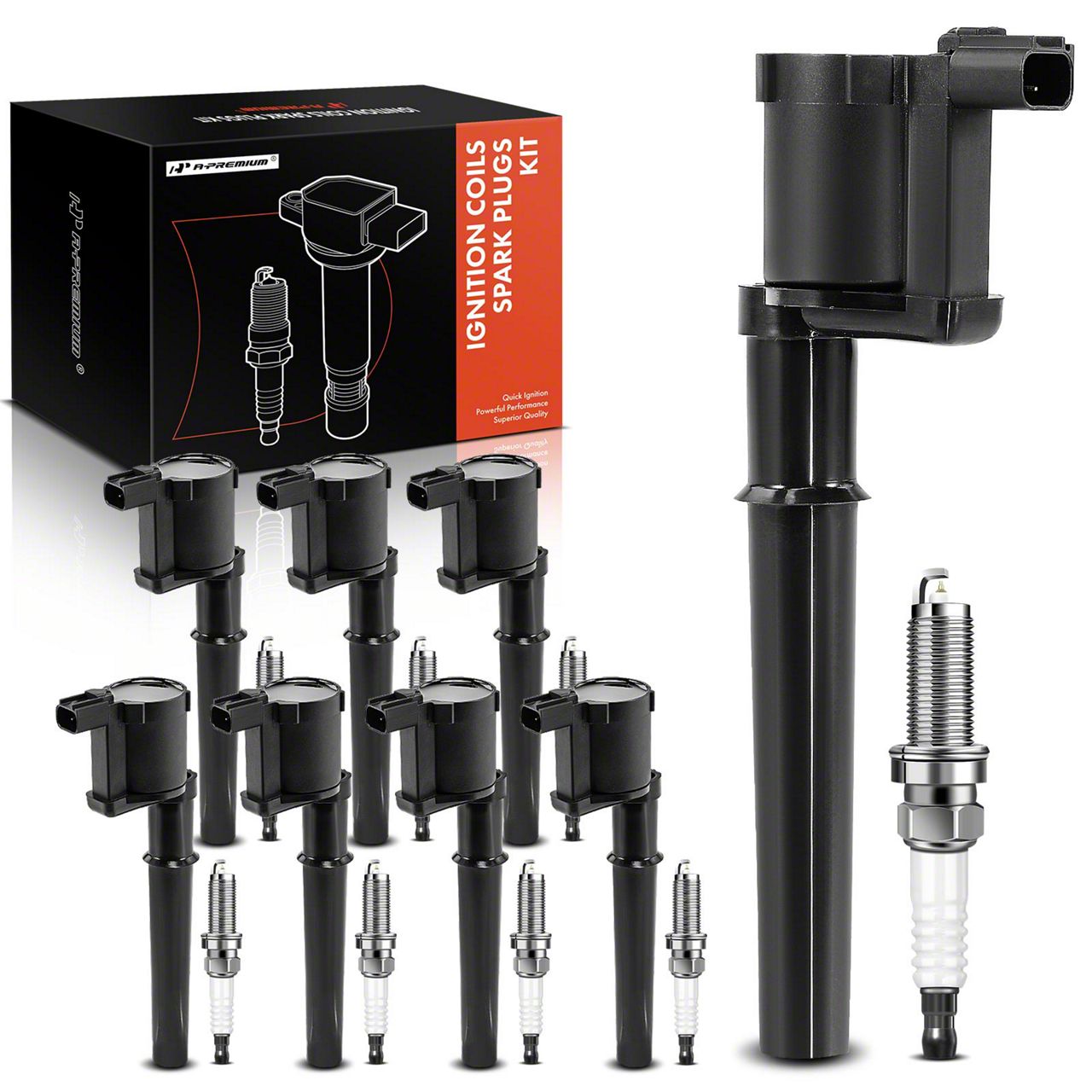 Mustang Ignition Coil Set with Iridium Spark Plugs; Black (99-04 ...