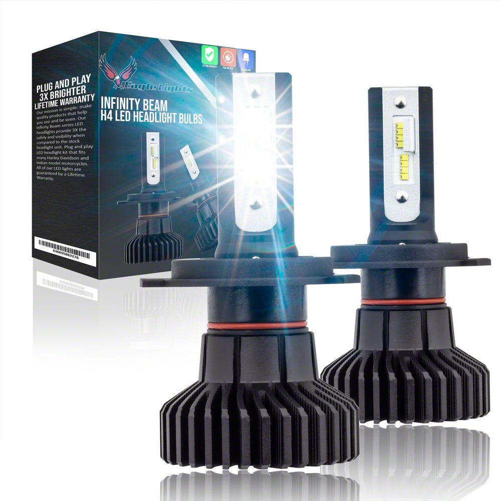 Mustang Infinity Beam LED Headlight Bulbs; H4 - Free Shipping