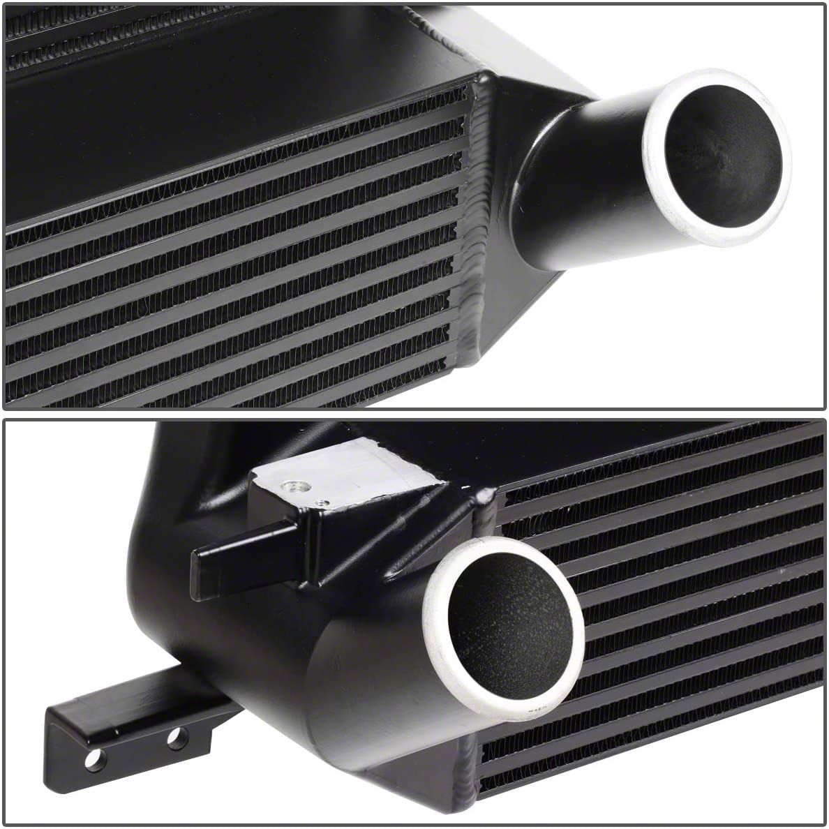 Mustang Stepped Bar and Plate Core Front Mount Intercooler; Black (15 ...