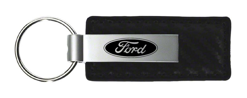Mustang Key Chain; Ford Carbon Fiber Leather Key Fob