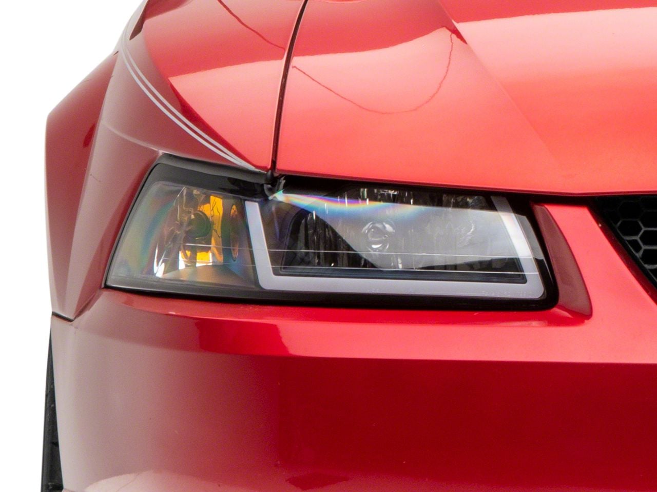 Mustang LED Bar Factory Style Headlights; Matte Black Housing; Clear ...