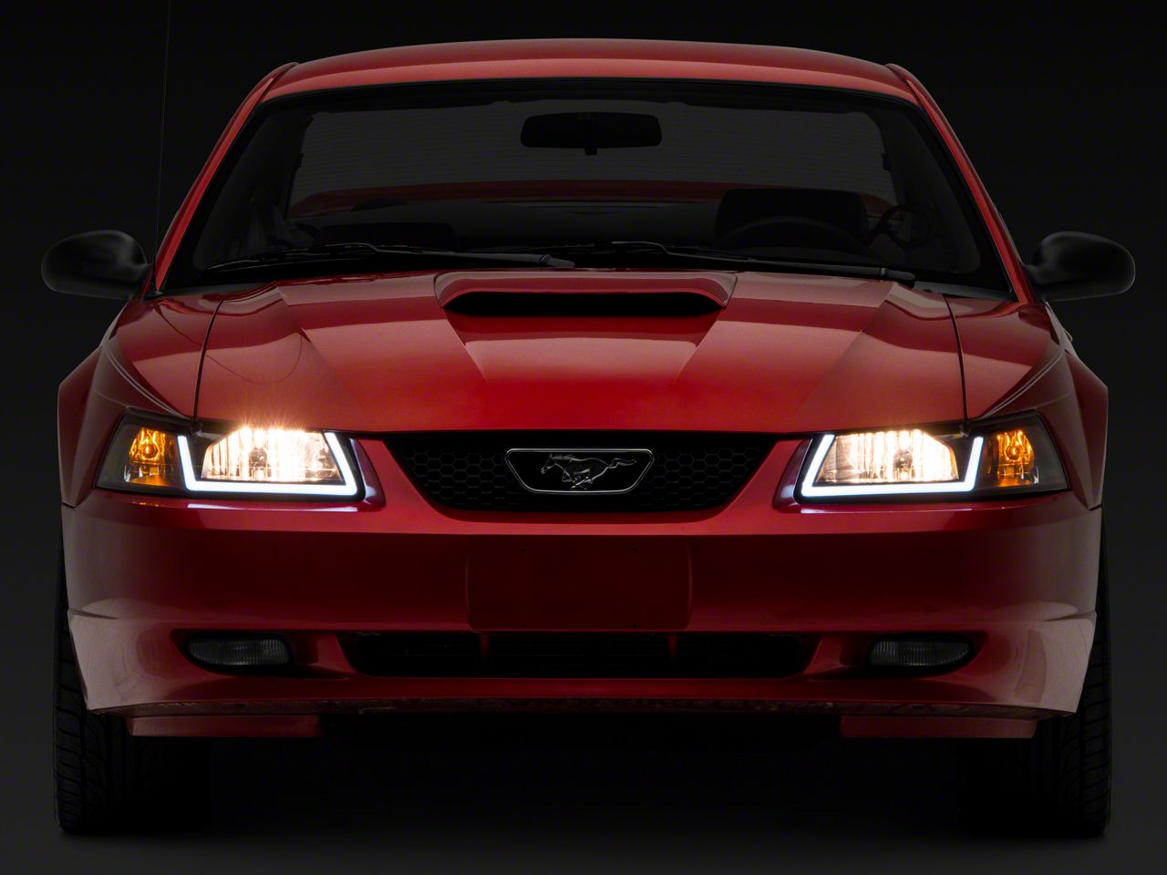 Mustang LED Bar Factory Style Headlights; Matte Black Housing; Clear ...
