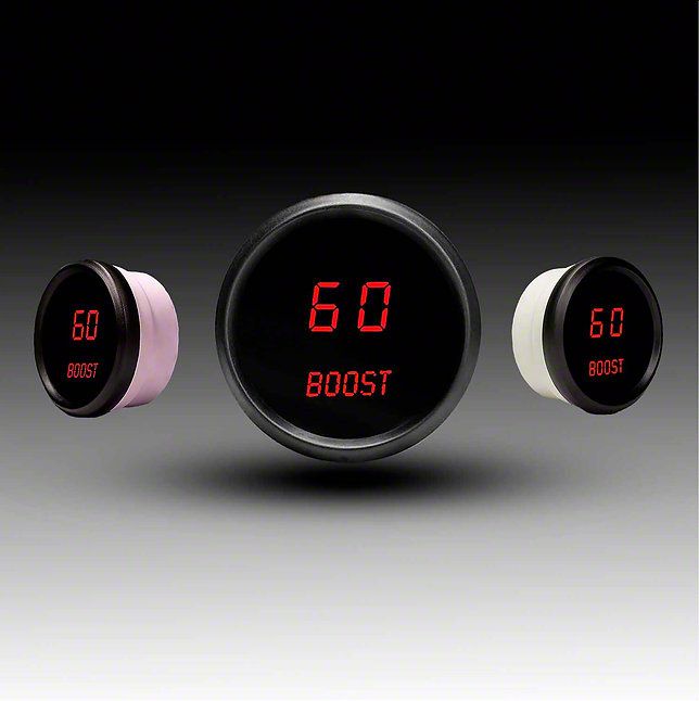 Mustang LED Digital Boost Gauge with Black Bezel; 2-1/16-Inch; Red; 0 ...