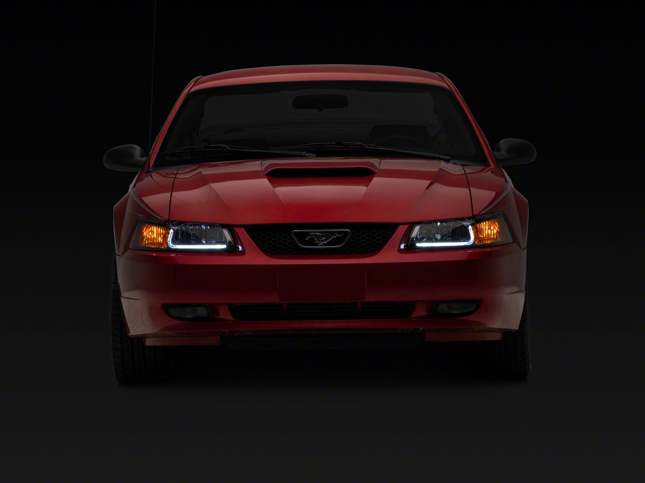 Mustang LED DRL Headlights with Amber Corners; Chrome Housing; Smoked ...