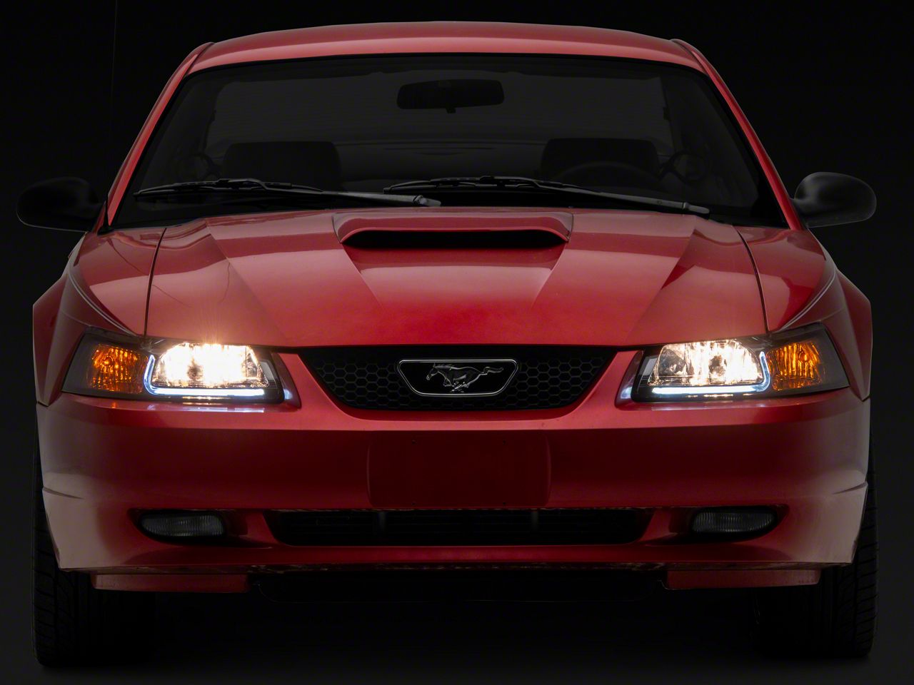 Mustang LED DRL Headlights; Chrome Housing; Smoked Lens (99-04 Mustang ...