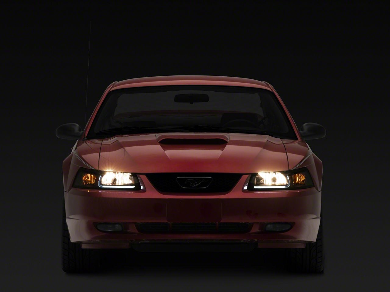 Mustang LED DRL Headlights with Clear Corners; Black Housing; Clear ...