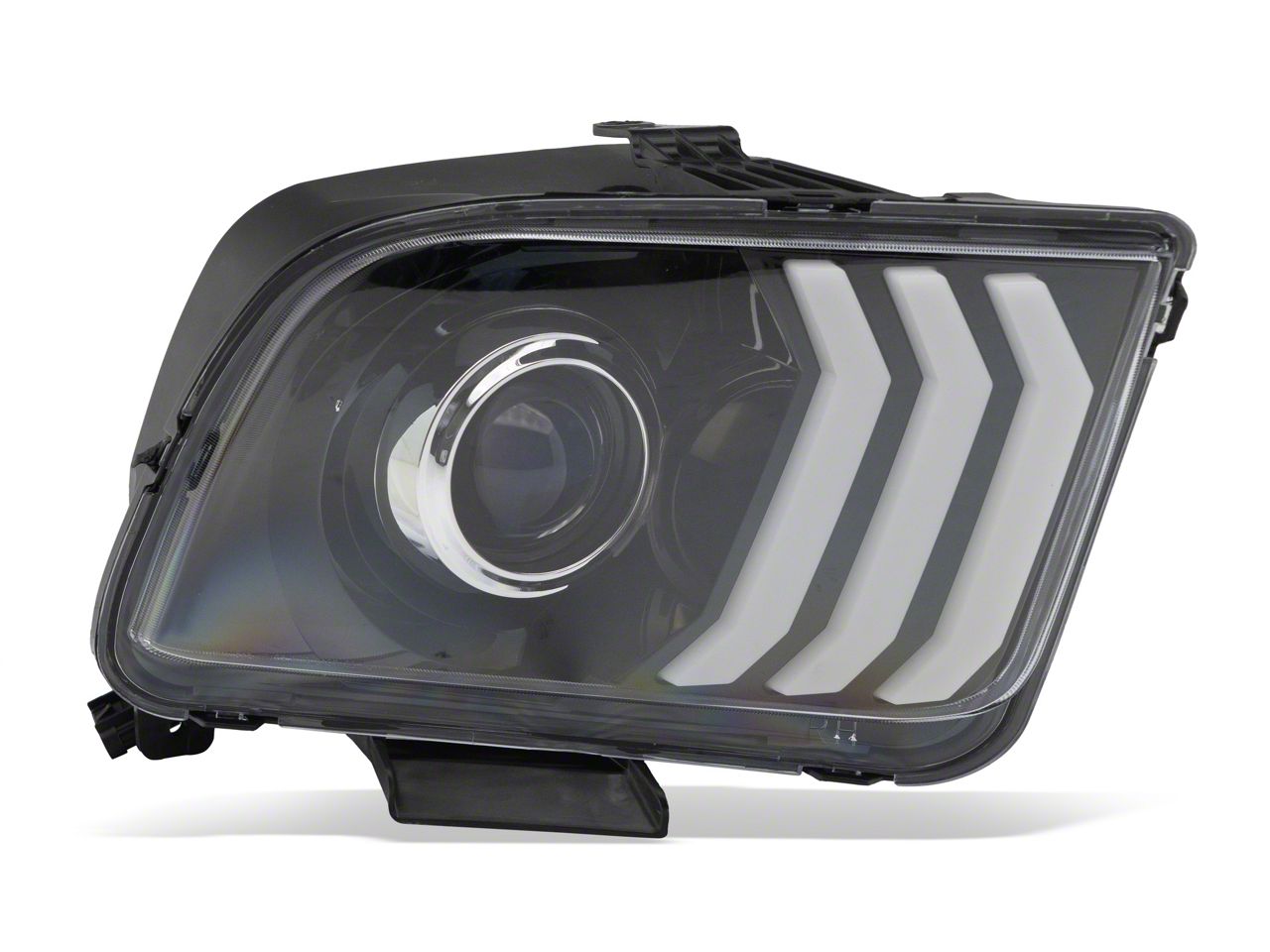 Mustang LED DRL Projector Headlights; Black Housing; Clear Lens (05-09 ...