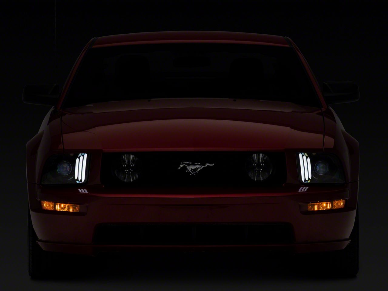 Mustang LED DRL Projector Headlights; Gloss Black Housing; Clear Lens ...