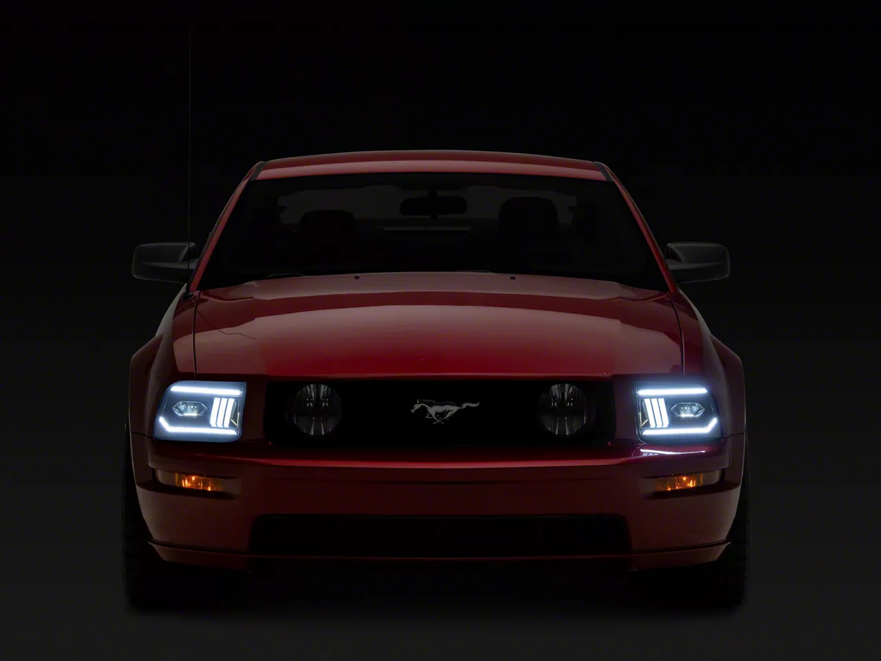 Mustang LED Dual Beam Projector Headlights; Black Housing; Clear Lens ...