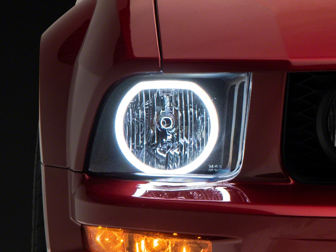 Mustang LED Halo Factory Style Headlights; Matte Black Housing; Clear ...
