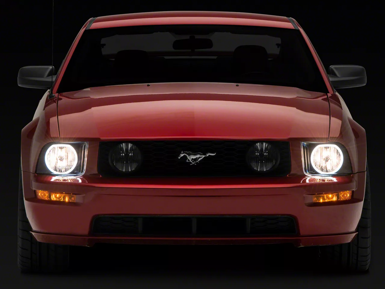 Mustang LED Halo Factory Style Headlights; Matte Black Housing; Clear ...