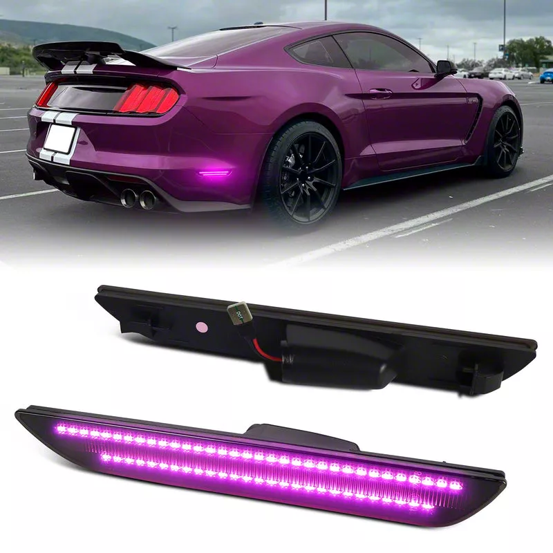 Mustang LED Rear Side Markers; Pink; Smoked (15-23 Mustang) - Free Shipping