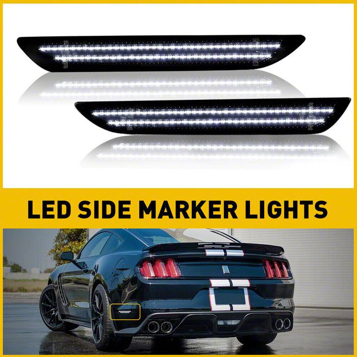 Mustang LED Side Markers; White; Smoked (15-23 Mustang) - Free Shipping