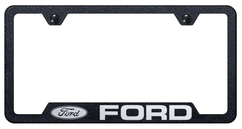Mustang Ford Cut-Out License Plate Frame; Laser Etched Rugged Black ...