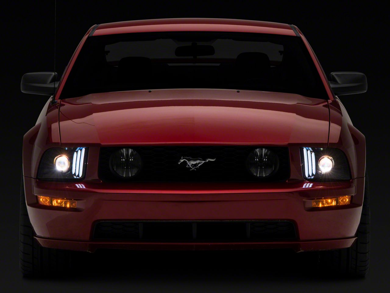 Mustang Light Bar DRL Projector Headlights; Chrome Housing Light ...
