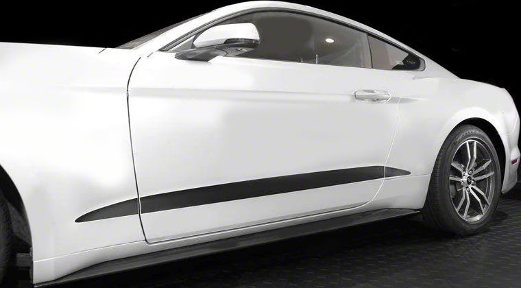 Mustang Lower Door Side Rocker Panel Stripes; Matte Black (18-23 ...