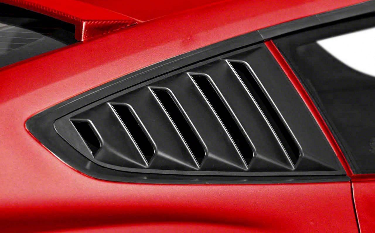 Mustang LV Style Rear and Quarter Window Louvers; Matte Black (15-23 ...