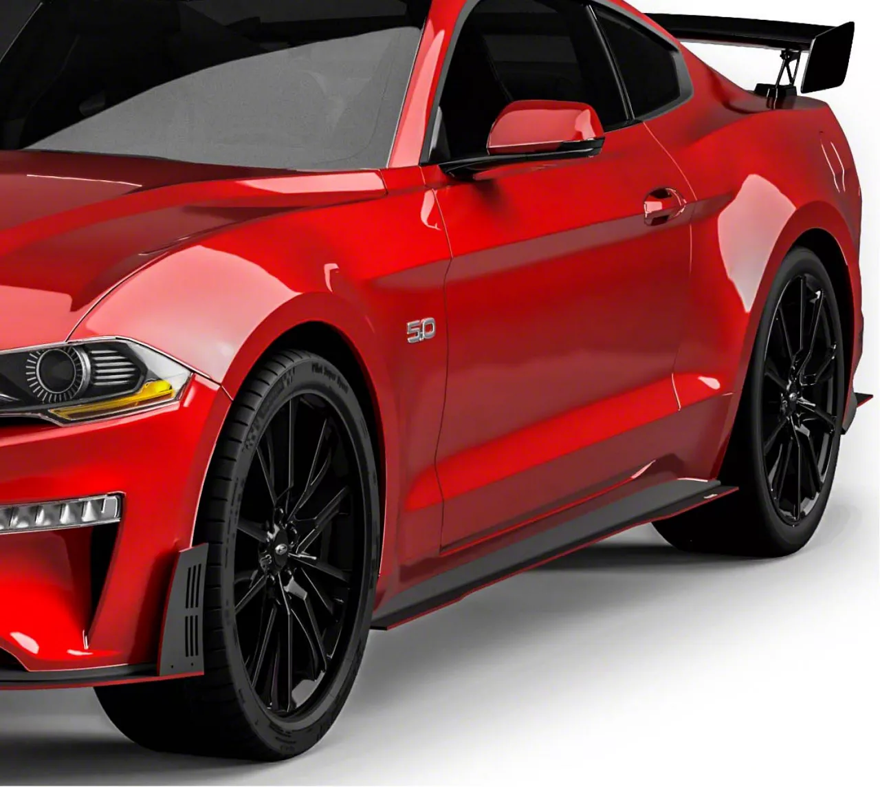 Mustang LV Style Side Skirt Splitters; Matte Black (18-23 Mustang GT ...