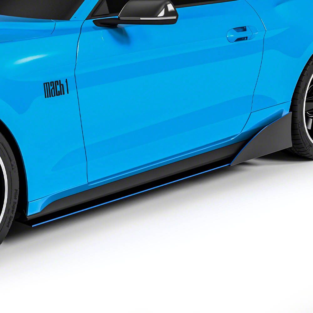Mustang LV4 Side Splitters; Forged Carbon Fiber Vinyl (21-23 Mustang ...