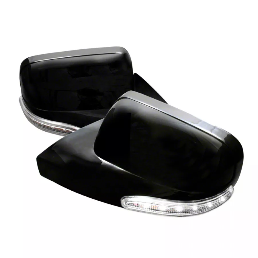 Mustang Mirror Covers with LED Turn Signals; Black (05-09 All)