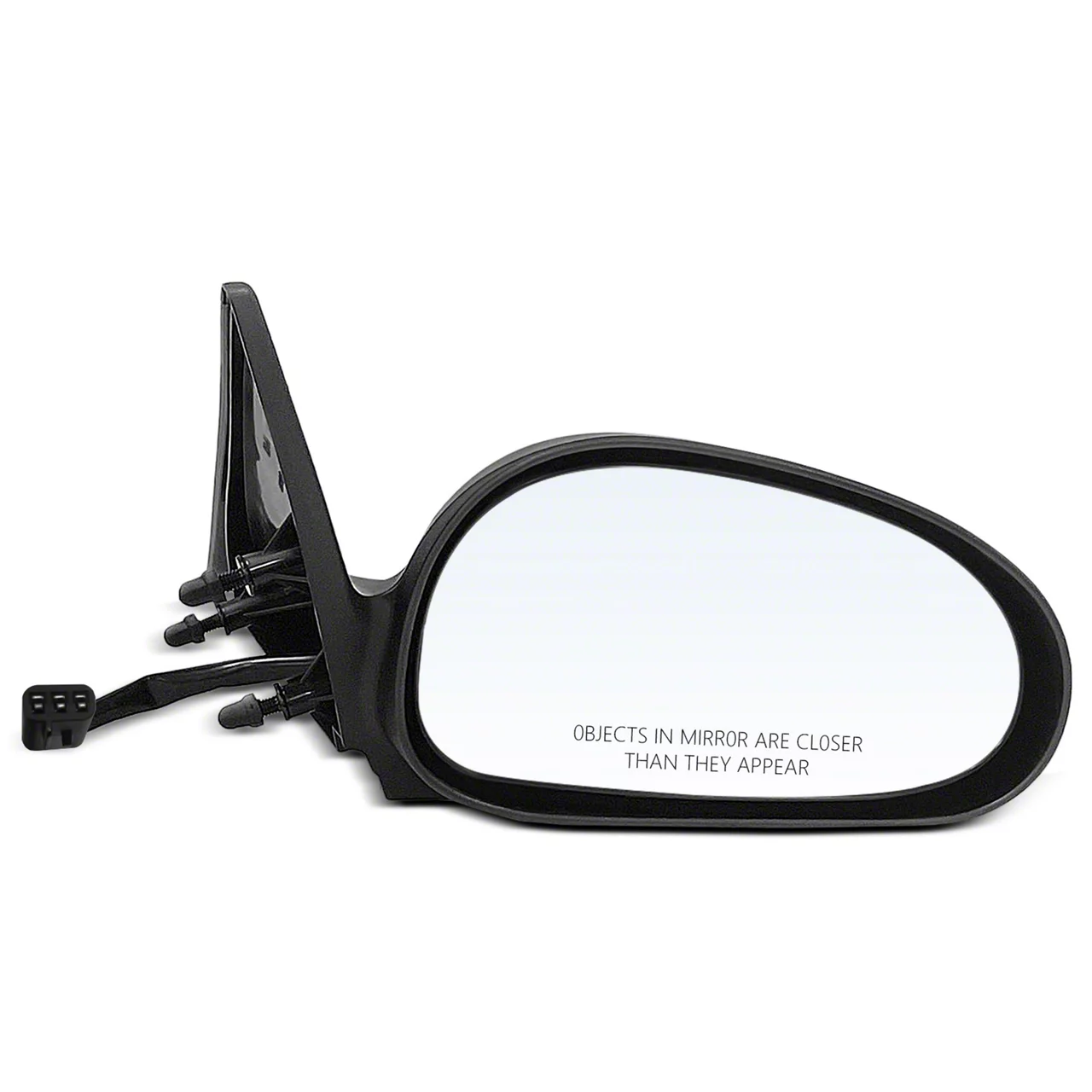 Mustang Powered Non-Folding Mirror; Passenger Side; Smooth Black (99-04 ...
