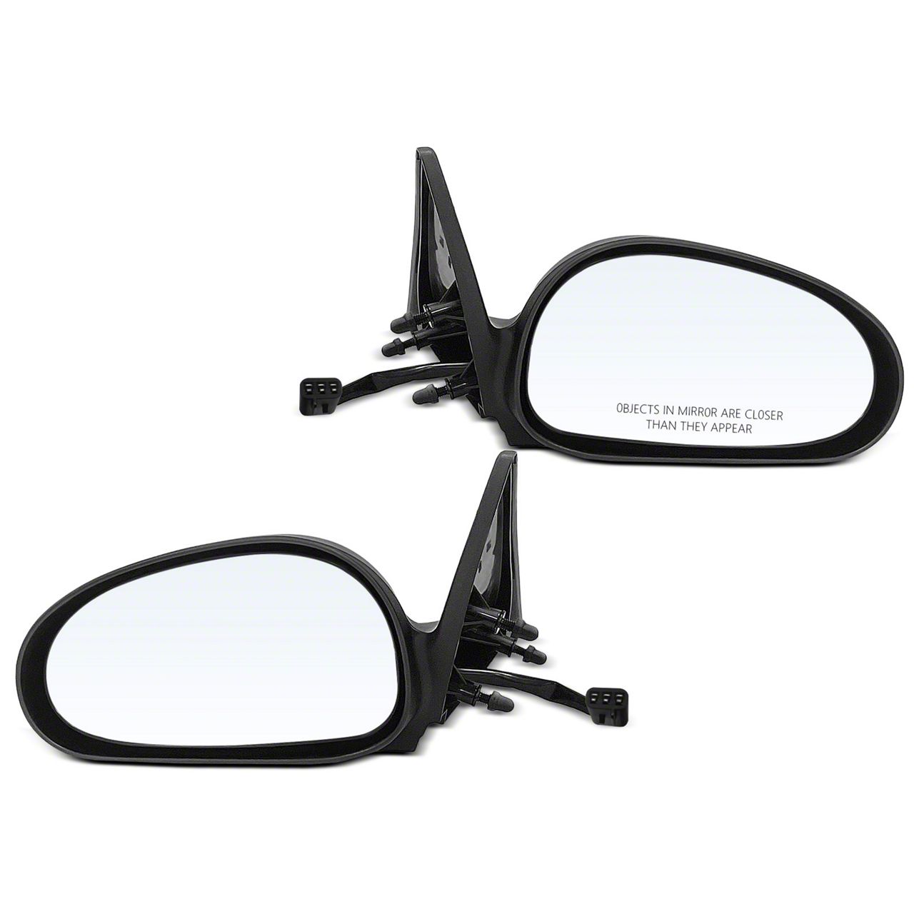Mustang Powered Non-Folding Mirrors; Smooth Black (99-04 Mustang ...