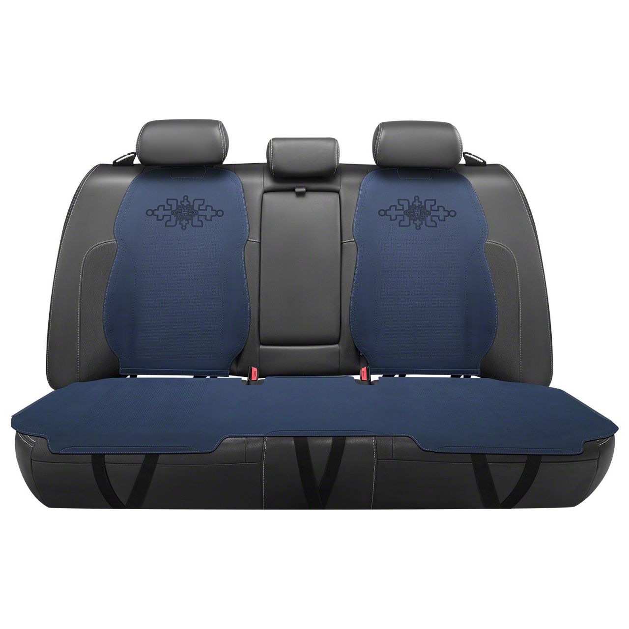Mustang Protex Plus Series Front and Rear Seat Covers; Navy Blue/Black ...