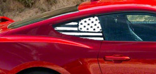 Mustang Quarter Window American Flag Decals; Red (24-26 Mustang ...