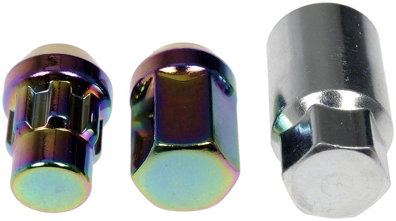 Mustang Rainbow/Neo-Chrome Acorn Wheel Lug Nut Lock Set; 1/2-Inch x 20 ...