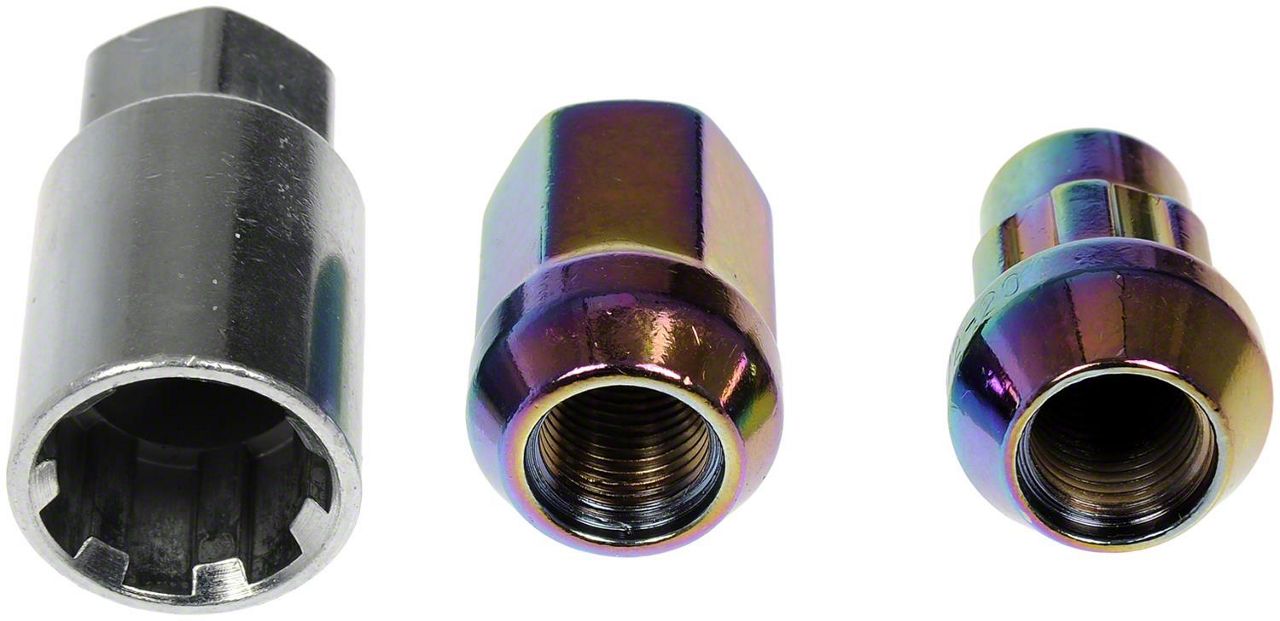 Mustang Rainbow/Neo-Chrome Acorn Wheel Lug Nut Lock Set; 1/2-Inch x 20 ...