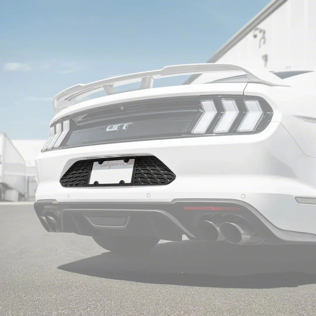 Mustang Rear License Plate Frame Trim Cover; Matte Black (15-23 Mustang ...