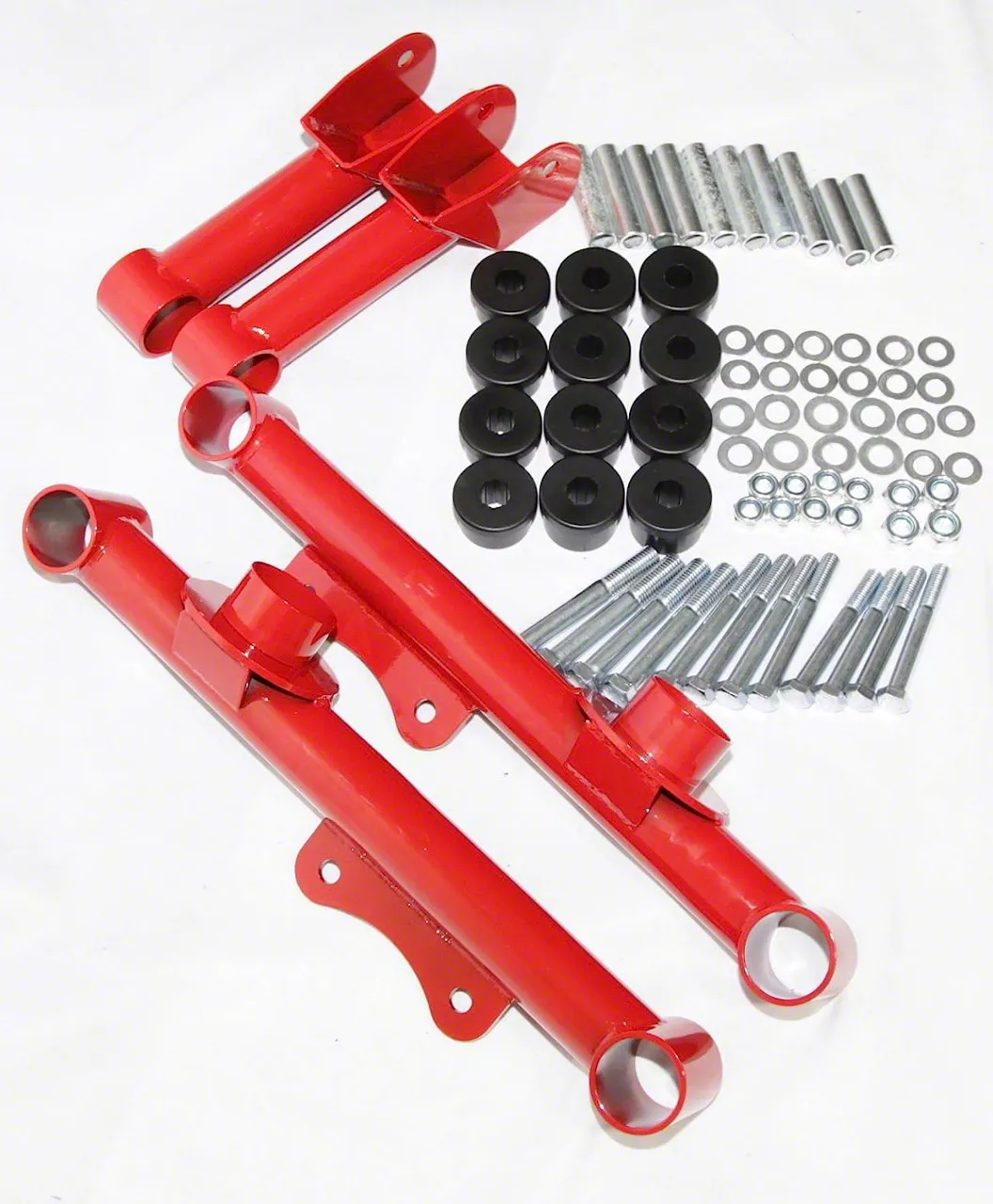 Mustang Rear Upper and Lower Tubular Control Arms; Red (79-04 Mustang ...