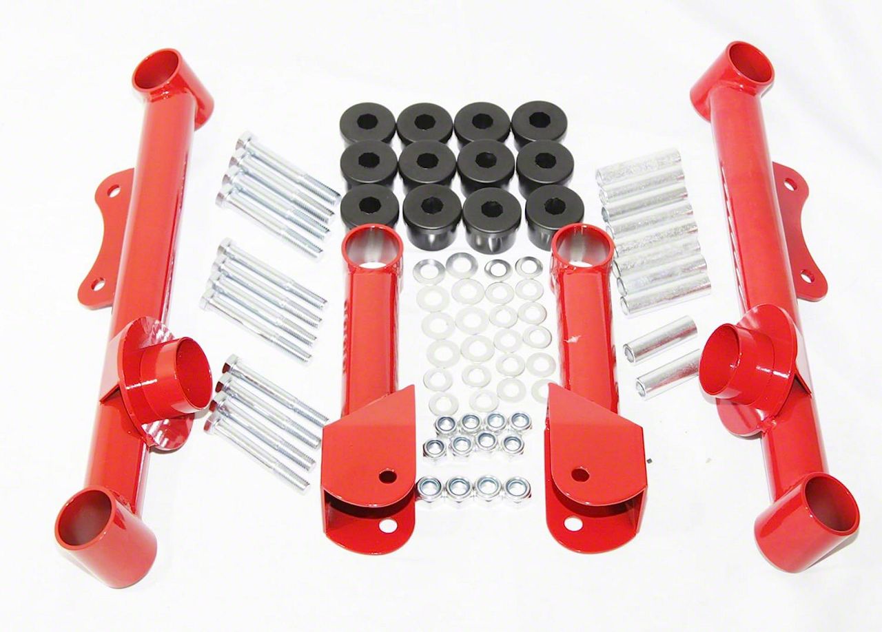 Mustang Rear Upper and Lower Tubular Control Arms; Red (79-04 Mustang ...