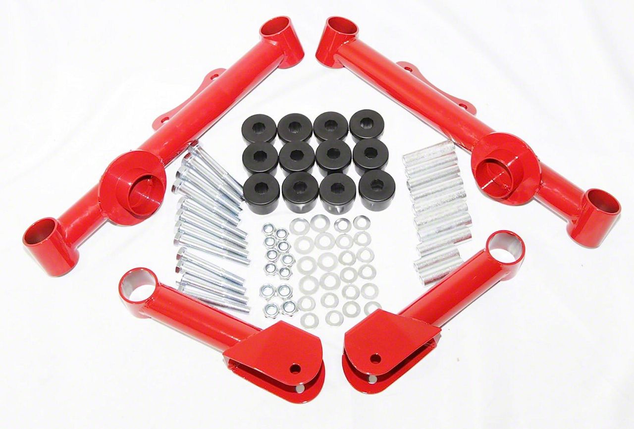 Mustang Rear Upper and Lower Tubular Control Arms; Red (79-04 Mustang ...