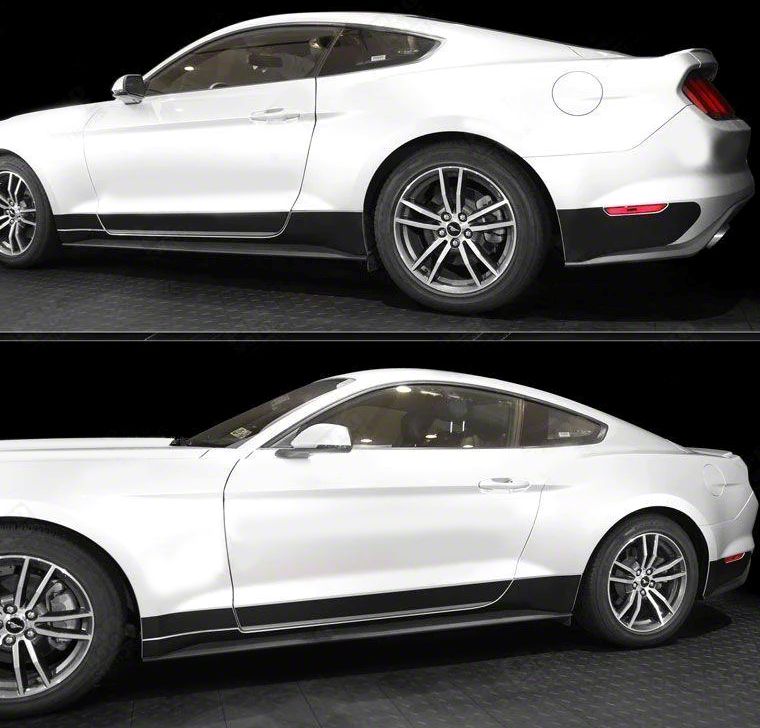 Mustang Rocker Panel Blackout Side Stripes; Gloss Black (18-23 Mustang ...