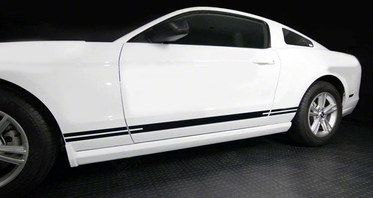 Mustang Rocker Panel Side Stripes; Gloss Black (18-23 Mustang) - Free ...