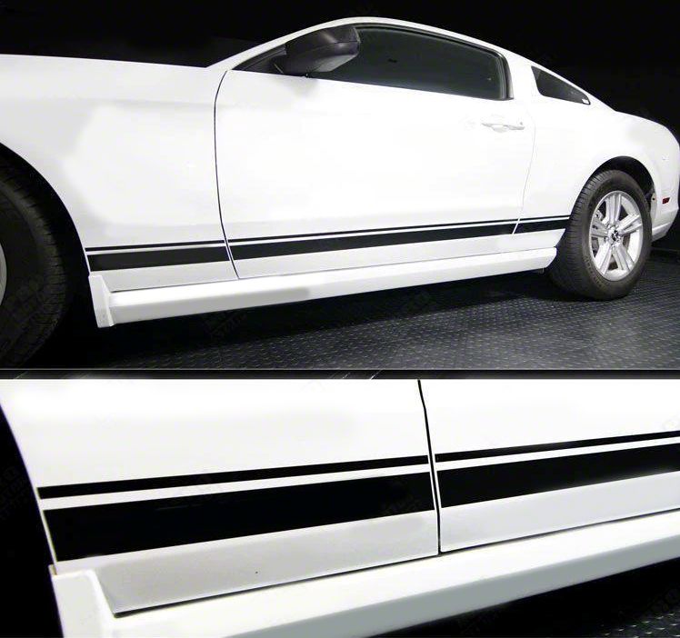 Mustang Rocker Panel Side Stripes; Gloss Black (18-23 Mustang) - Free ...