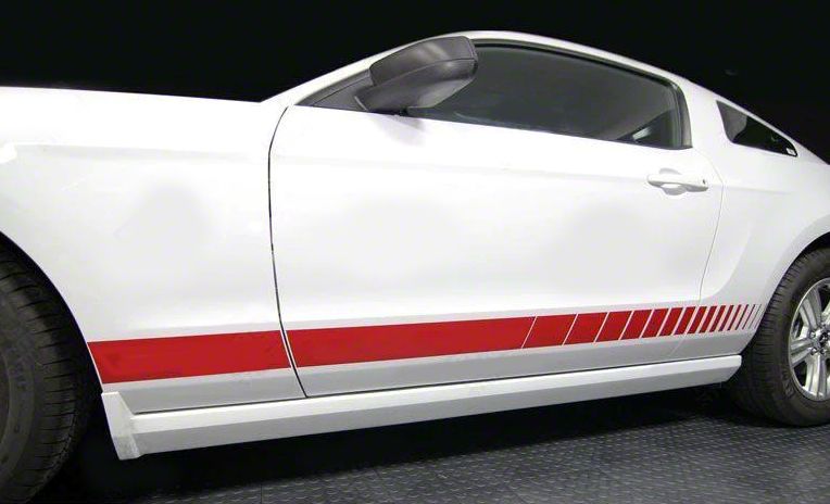 Mustang Rocker Panel Strobe Side Stripes; Gloss Black (99-04 Mustang ...