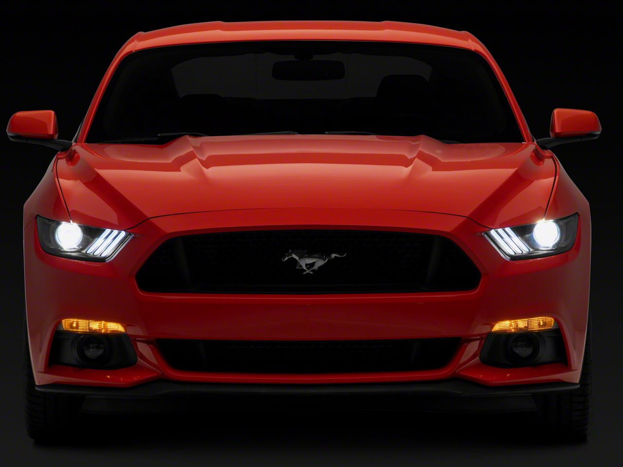 Mustang Sequential Projector Headlights; Matte Black Housing; Clear ...