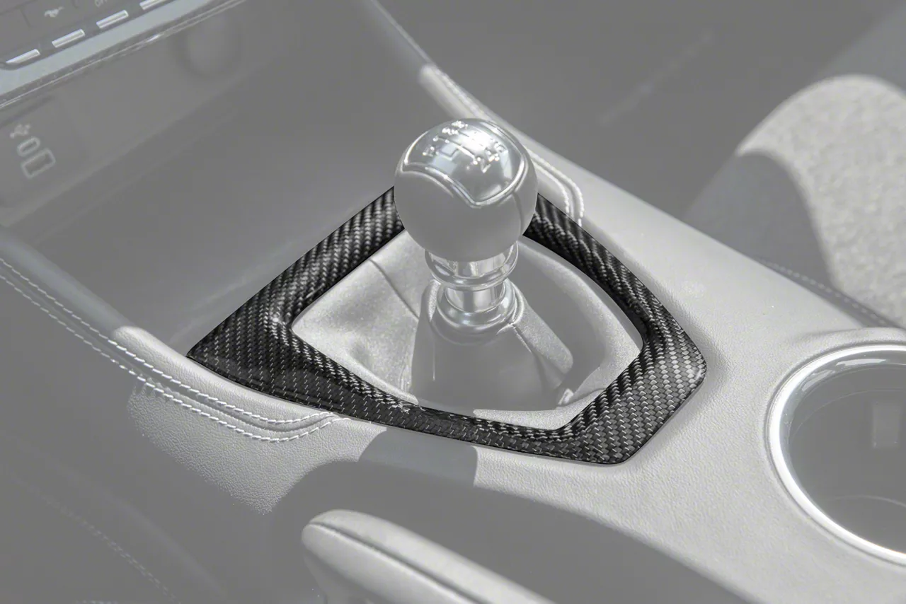Mustang Shifter Panel Trim; Carbon Fiber (24-25 Mustang w/ Manual ...