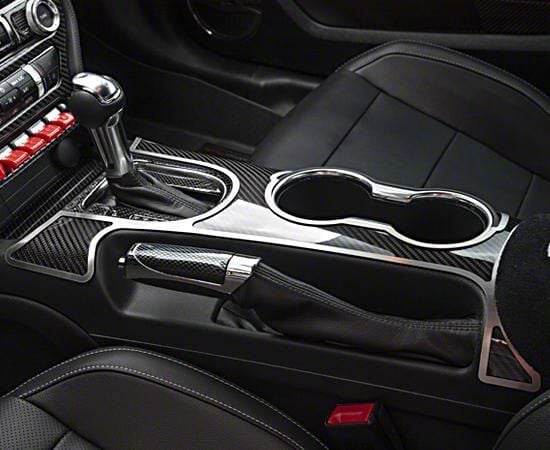 Mustang Shifter Plate with Stainless Trim; Carbon Fiber (15-23 Mustang ...