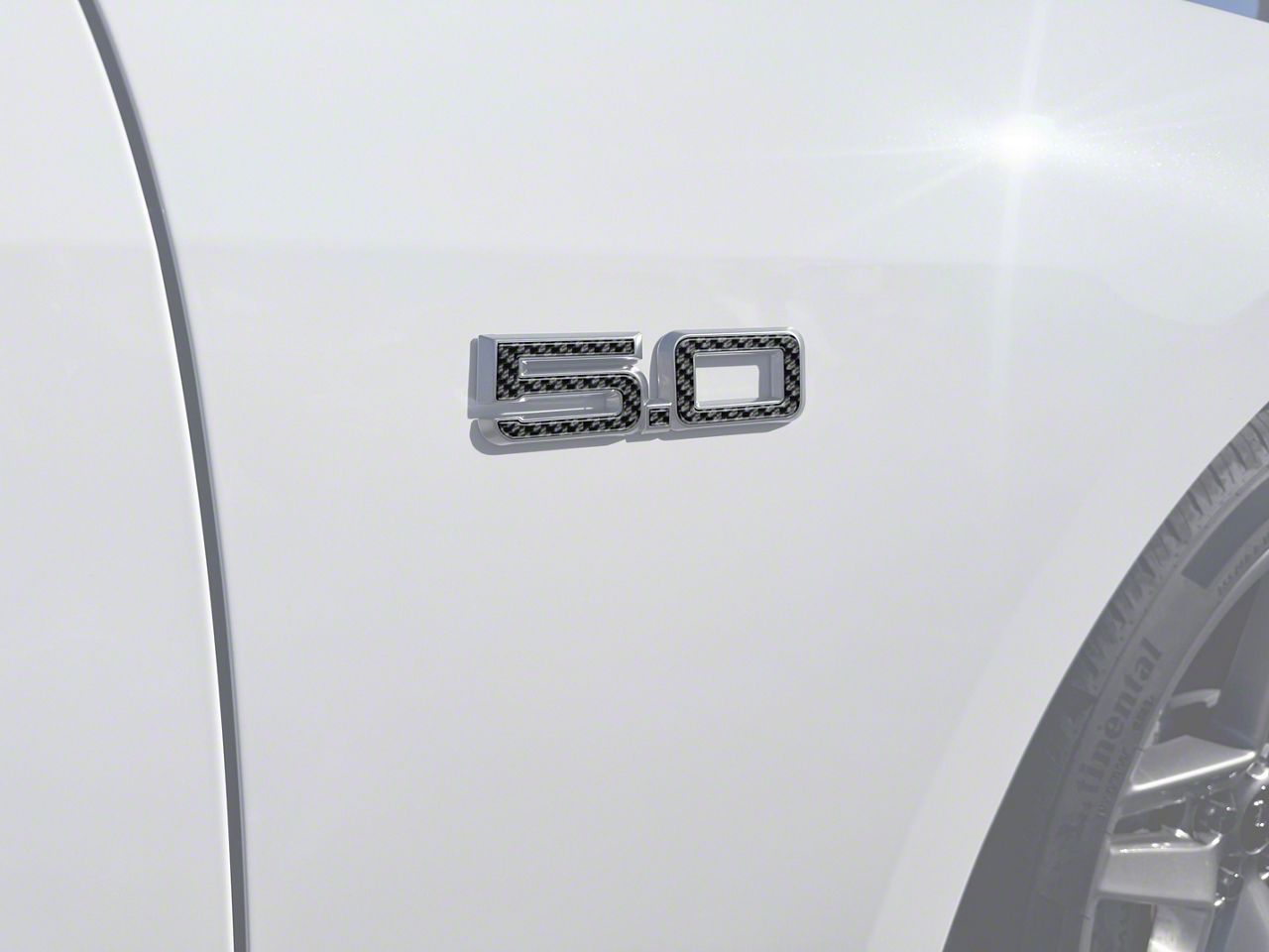 Mustang Side 5.0 Emblem Inserts; Forged Carbon Fiber (24-25 Mustang GT ...