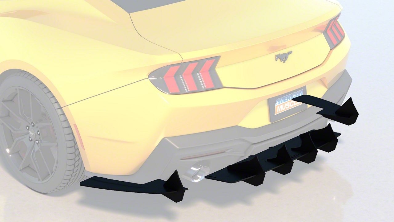 Mustang Solid Aluminum Rear Diffuser V1; Matte Black (24-25 Mustang GT ...