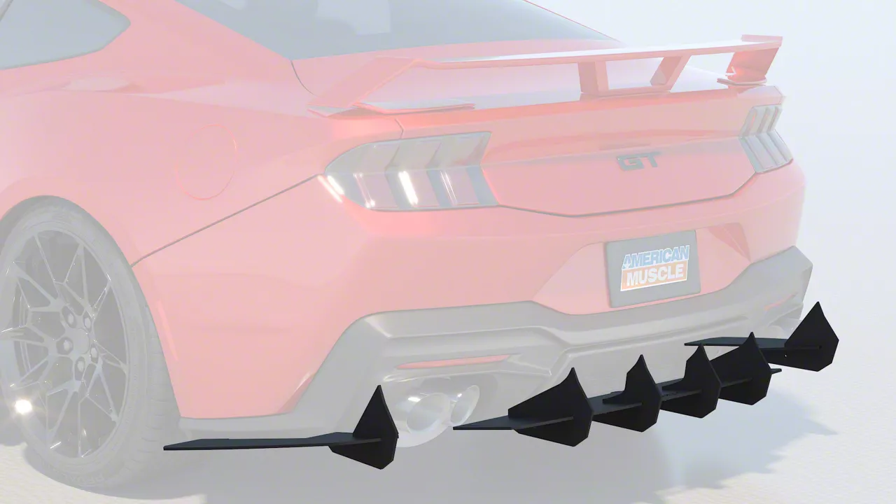 Mustang Solid Aluminum Rear Diffuser V1; Matte Black (24-26 Mustang GT ...