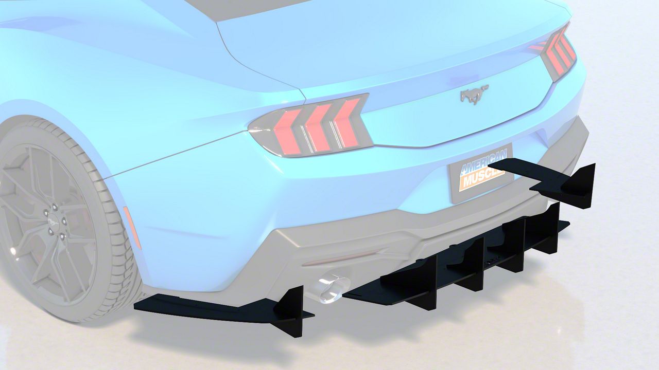 Mustang Solid Aluminum Rear Diffuser V2; Matte Black (24-26 Mustang GT ...