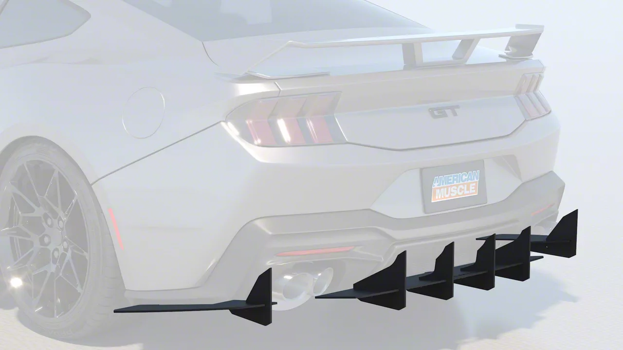 Mustang Solid Aluminum Rear Diffuser V2; Matte Black (24-25 Mustang GT ...