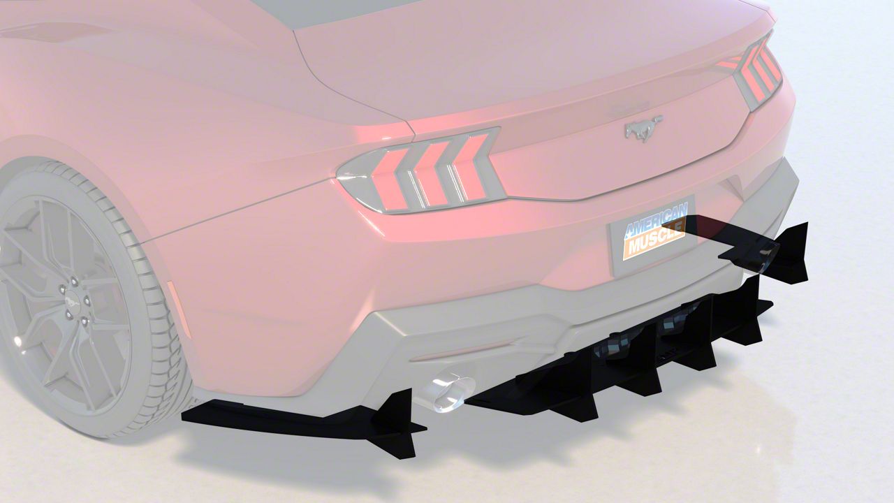 Mustang Solid Aluminum Rear Diffuser V3; Matte Black (24-25 Mustang GT ...